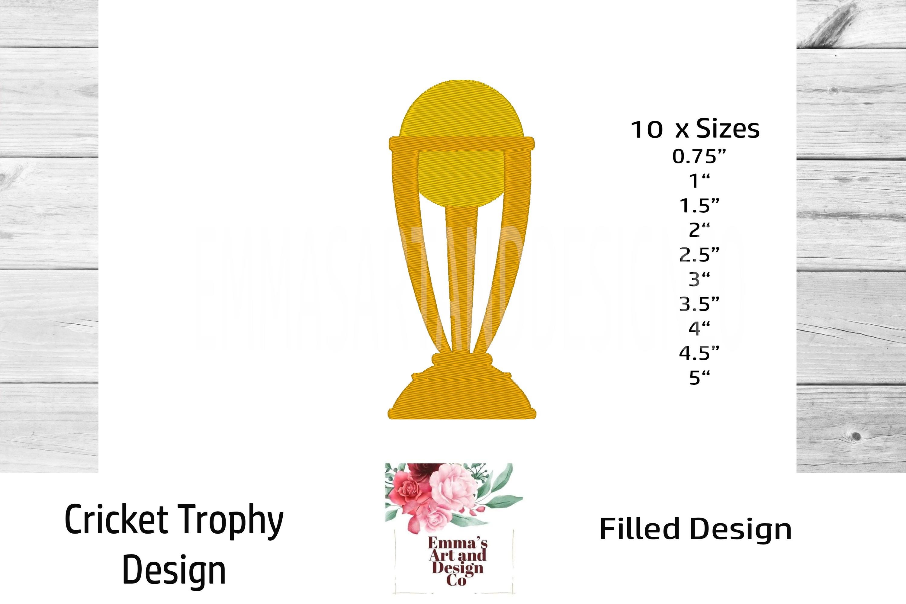 Cricket Trophy Machine Embroidery Design, Cricket Design, Cricket ...