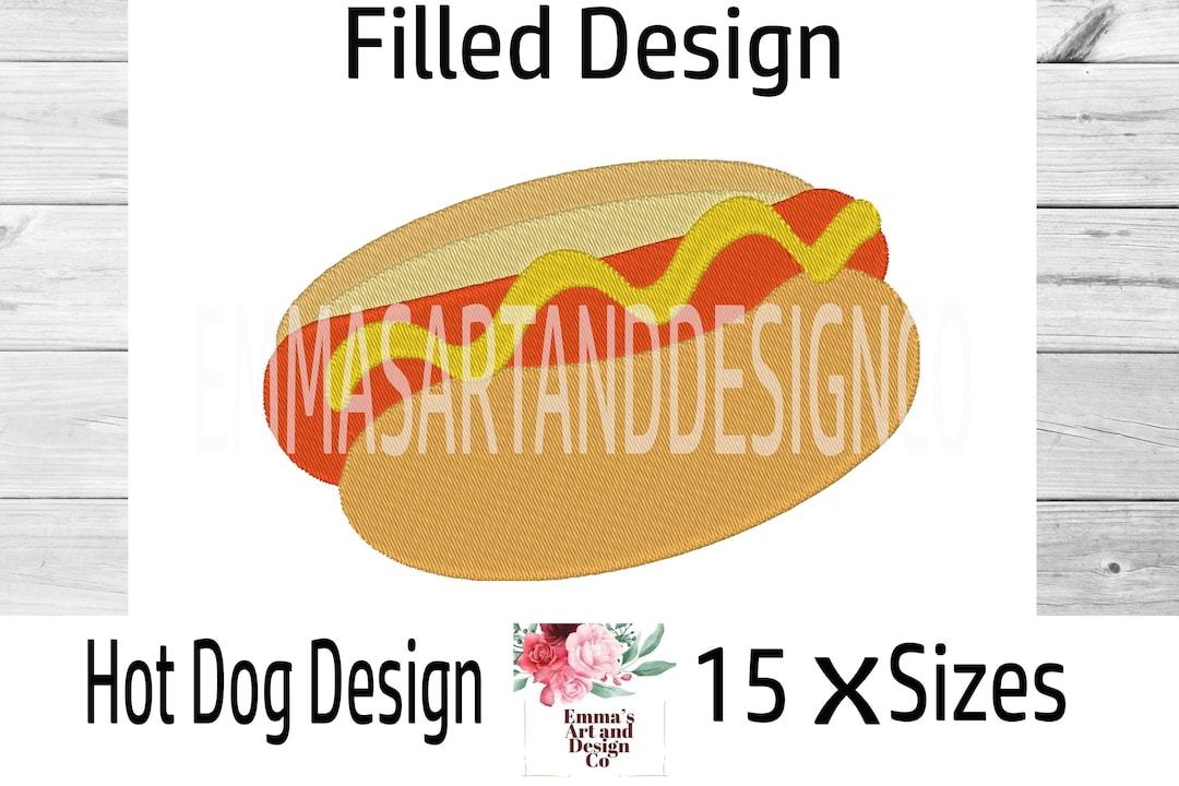 Hot Dog Machine Embroidery Design, Hot Dog Embroidery Design, Food ...
