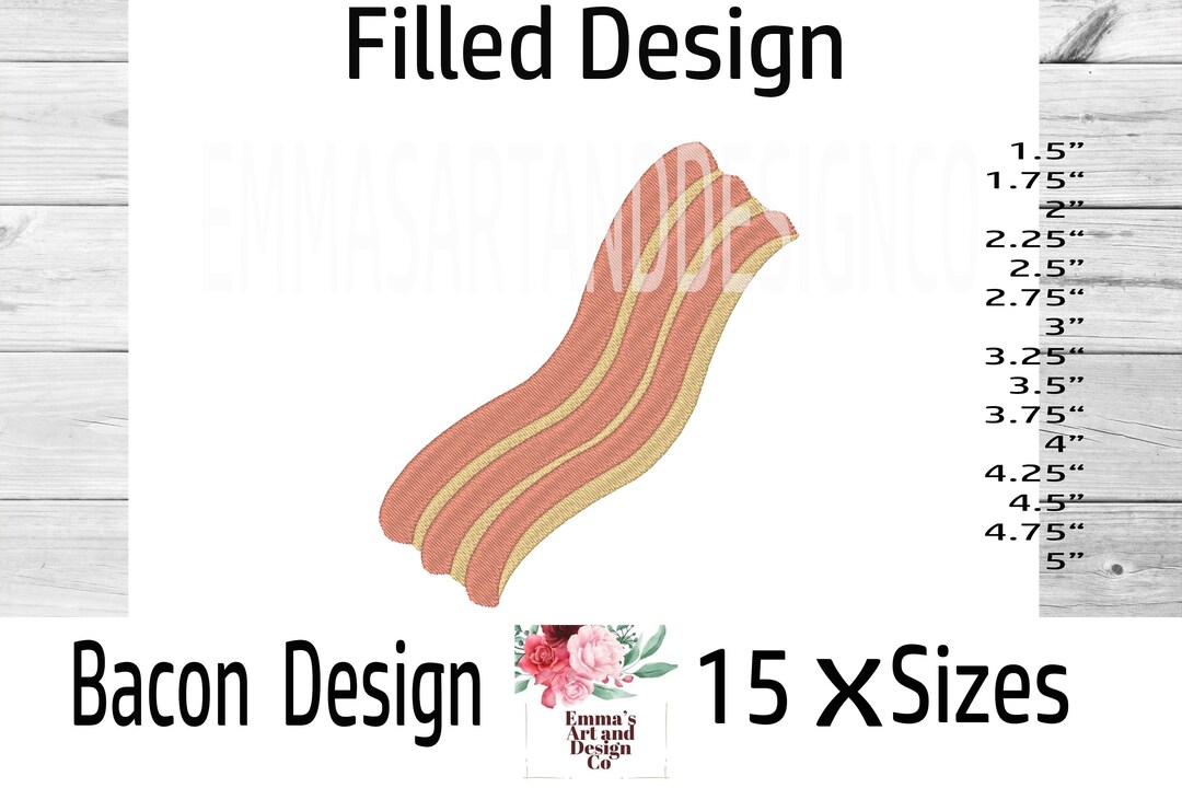 Bacon Machine Embroidery Design, Bacon Embroidery Design, Food Design ...
