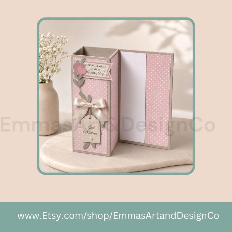 3D Square Column Wedding Card Template, Elegant Handmade Greeting Card ...