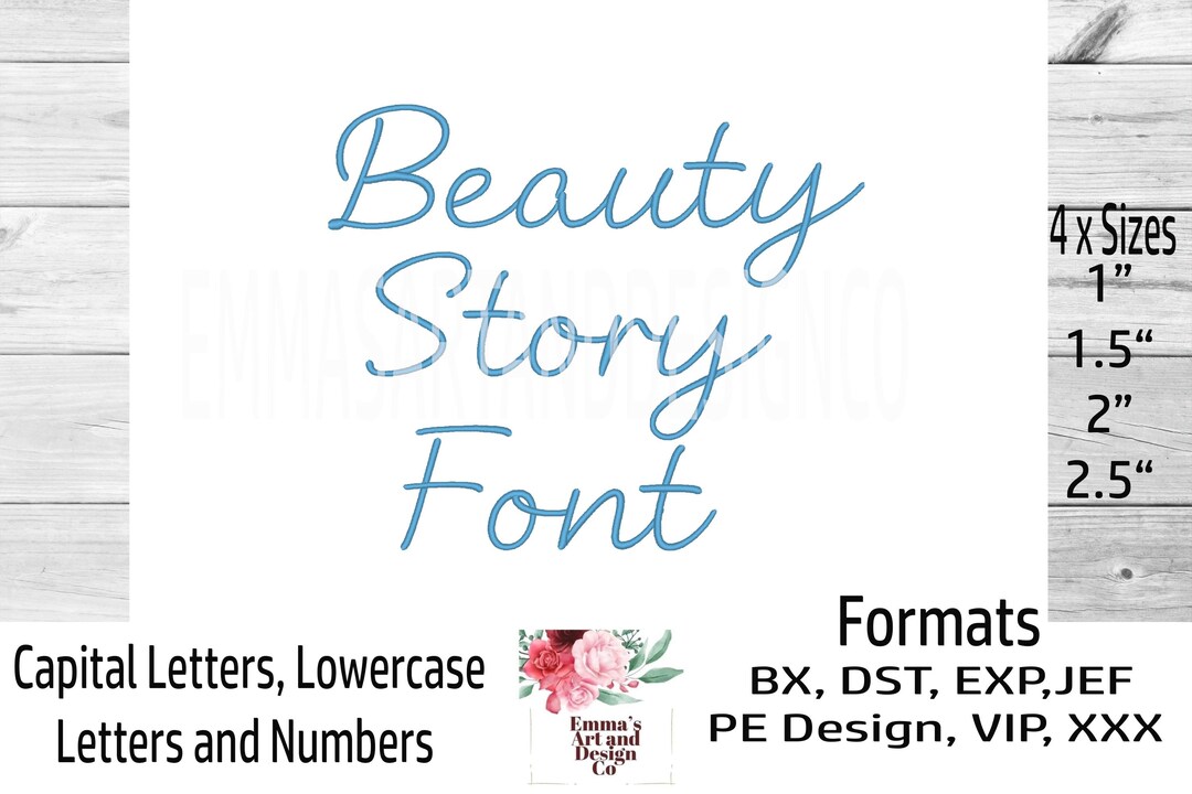 Script Font Machine Embroidery Font , Machine Embroidery Design , Script BX Font, 4 Sizes ...