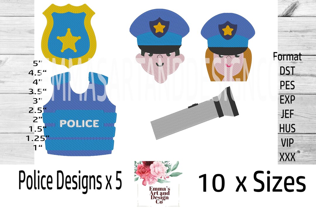 Policeman Machine Embroidery Design, Police Officer Embroidery Designs ...
