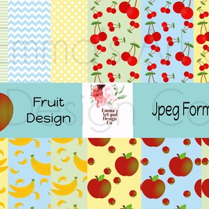 Fruit Backgrounds, Fruit Digital Download, Fruit Digital Paper, Fruit ...