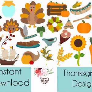 Thanksgiving Digital Stamps, Fall PNG Clipart, Fall Clipart Image’s ...