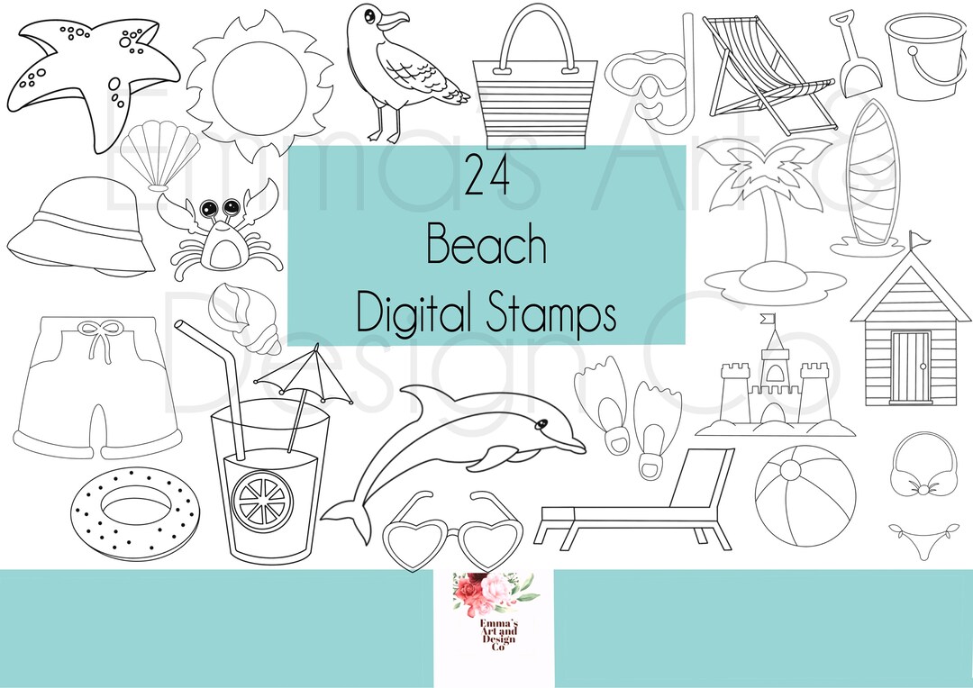 Beach Digital Stamps, Summer PNG Clipart, Summer Clipart Image’s ...