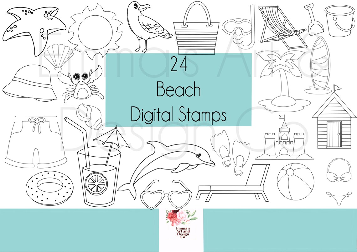 Beach Digital Stamps Summer PNG Clipart Summer Clipart - Etsy