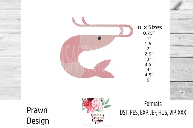 Prawn Embroidery Design, Shrimp Machine Embroidery, Shellfish Machine ...