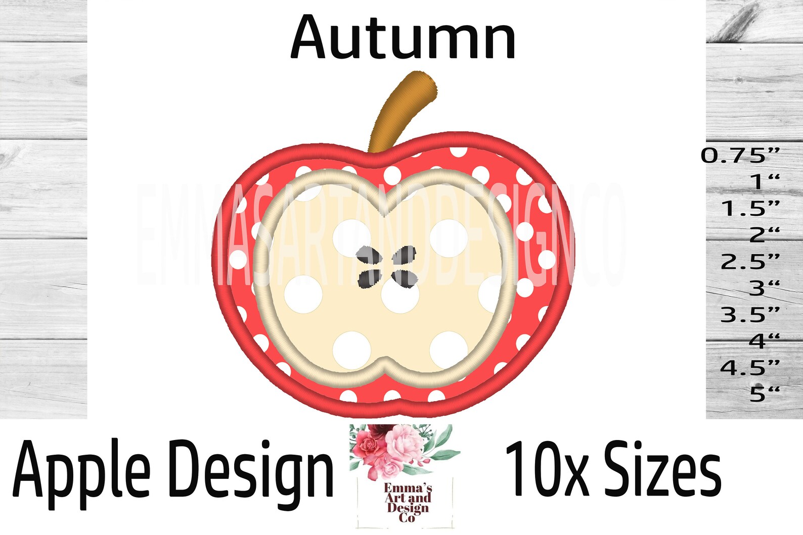 Apple Machine Embroidery Design Fall Machine Embroidery - Etsy