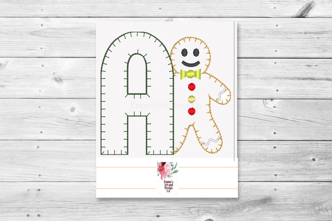 Christmas Gingerbread Man Alphabet Applique Machine Embroidery Design ...