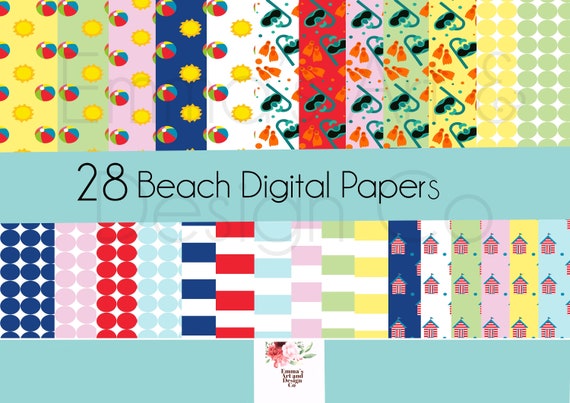 Digital Paper Printable Clipart Summer Scrapbooking - Etsy