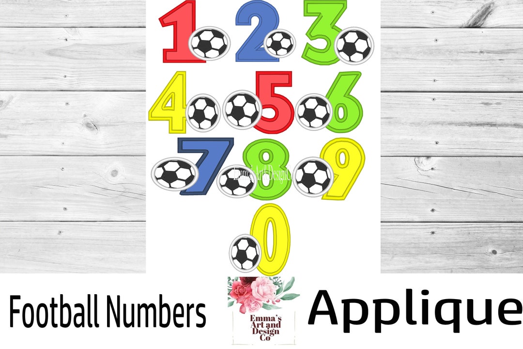 Football Numbers Machine Embroidery, Soccer Number Applique, Football ...