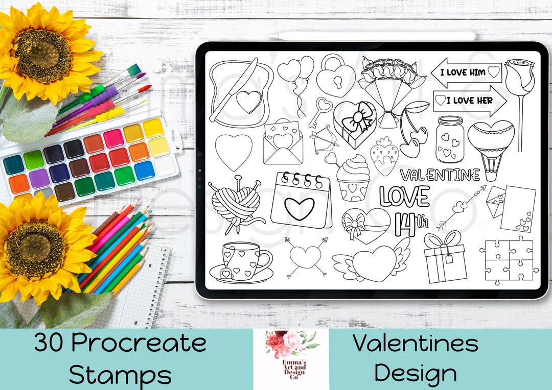 Procreate Valentines Stamp, Procreate Valentines Day Brush, Brushes for ...