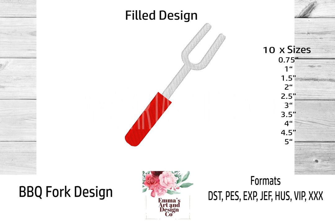 BBQ Fork Embroidery Design, Barbecue Fork Machine Embroidery, Grill ...