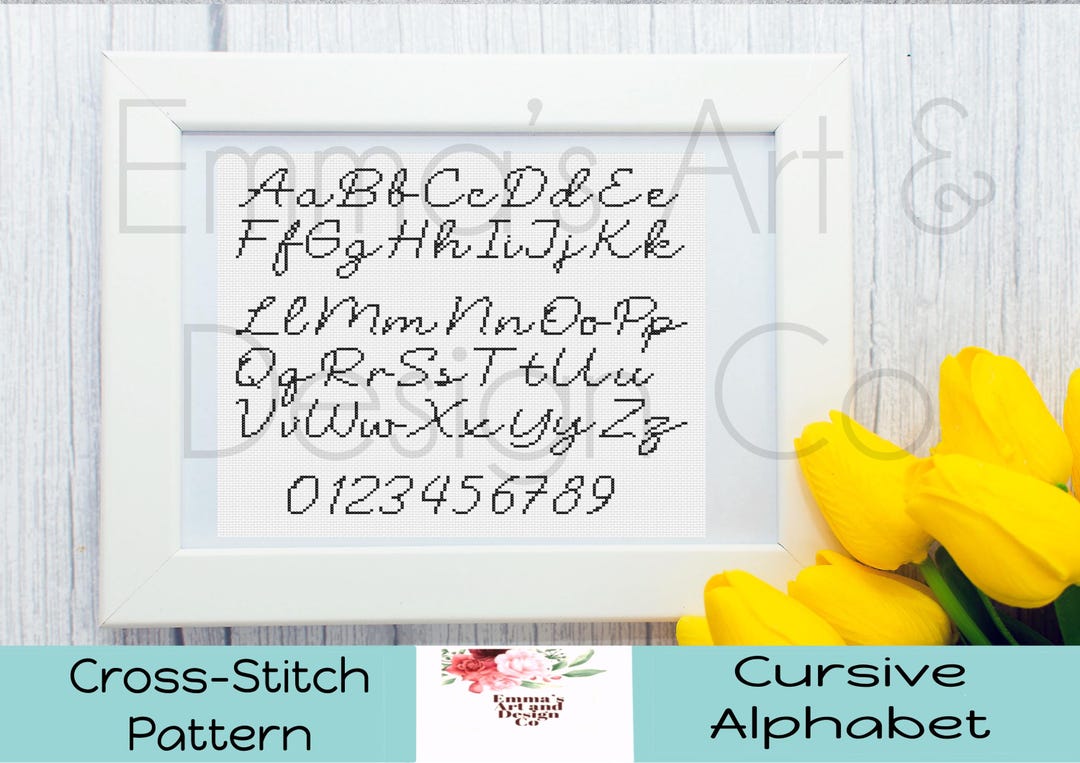 Cursive Font Cross Stitch Pattern, Alphabet Cross-stitch Pattern ...