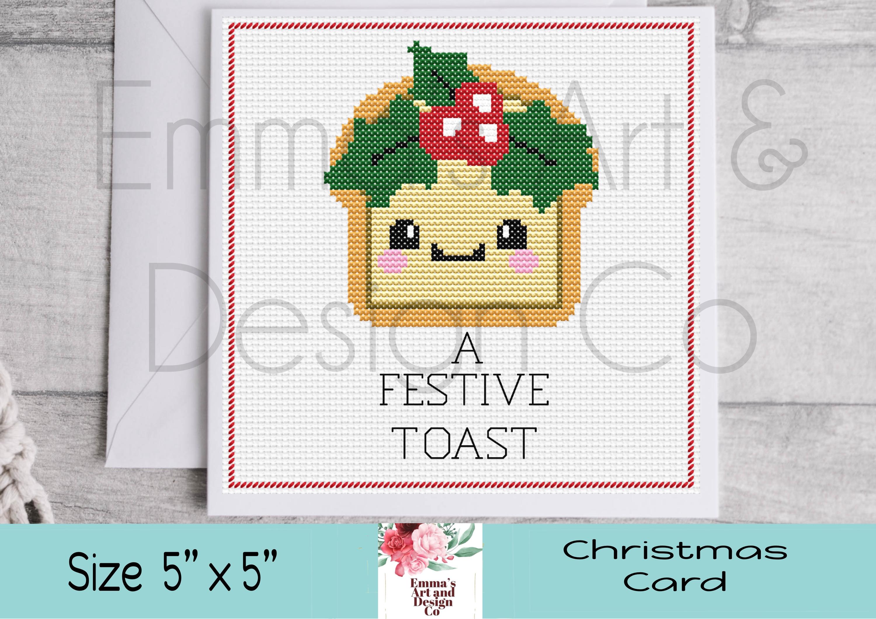 A Festive Toast Cross Stitch Pattern, Modern Cross-stitch Pattern ...