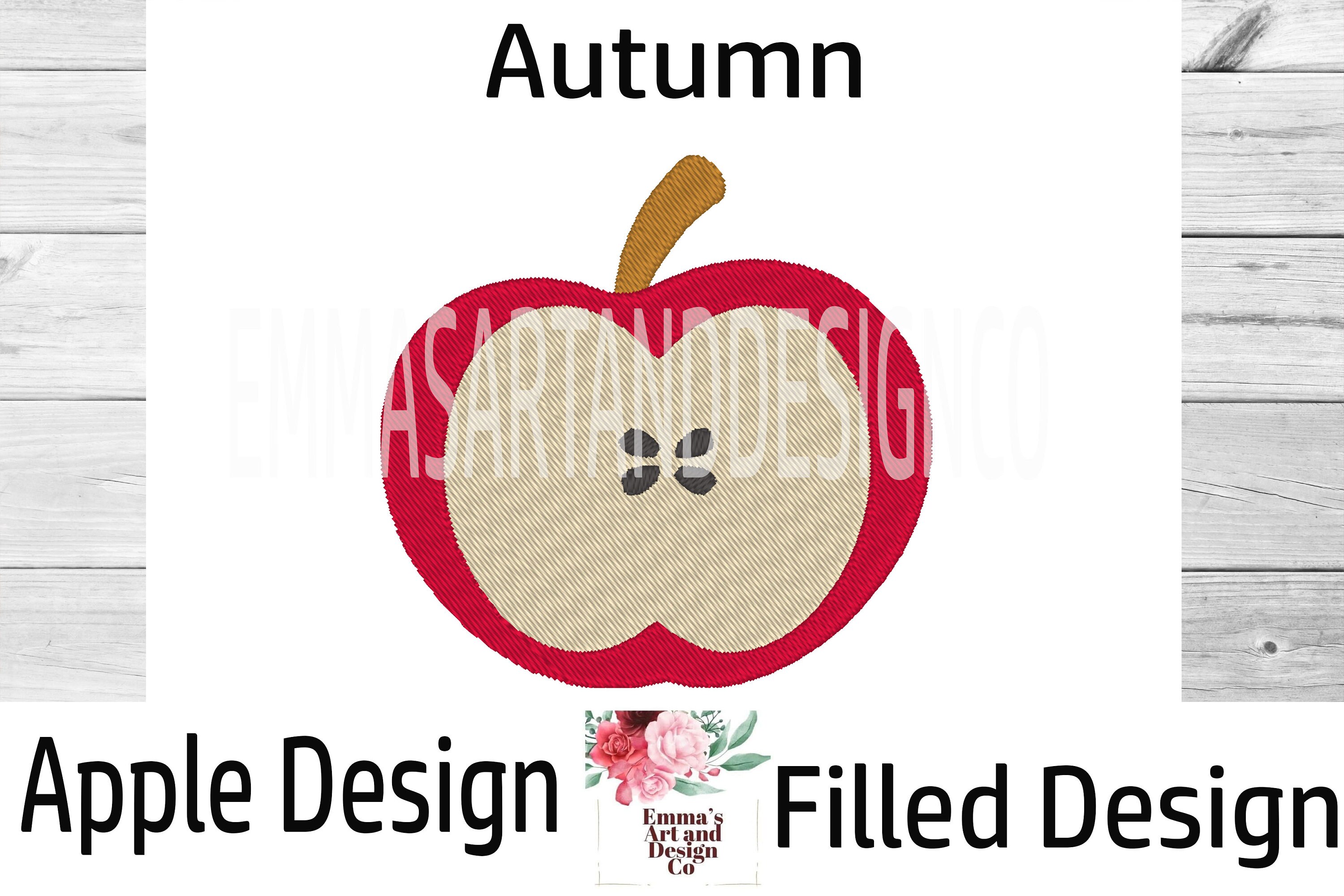 Apple Machine Embroidery Design Fall Machine Embroidery - Etsy