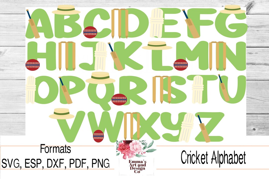 Cricket Alphabet Set, Sport Letters, SVG Cricket Alphabet, Vector ...