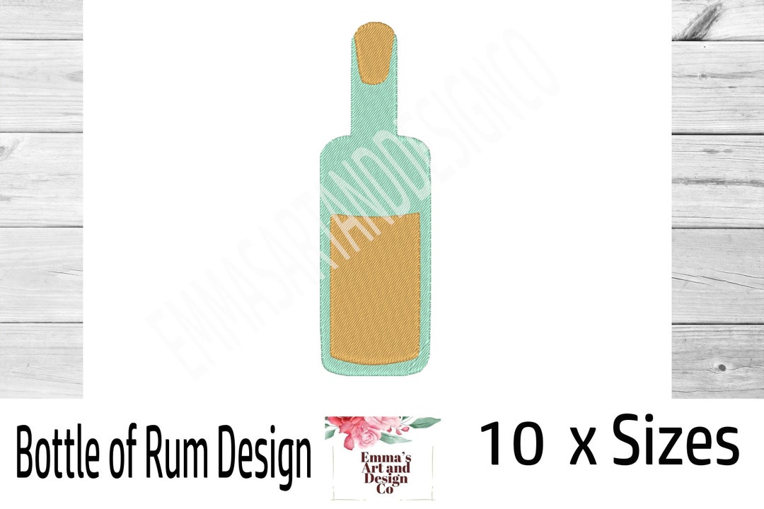 Rum Machine Embroidery Design, Pirate Rum Embroidery Designs, Bottle of ...