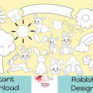 Rabbit Digital Stamps, Bunny PNG Clipart, Rabbit Clipart Images ...