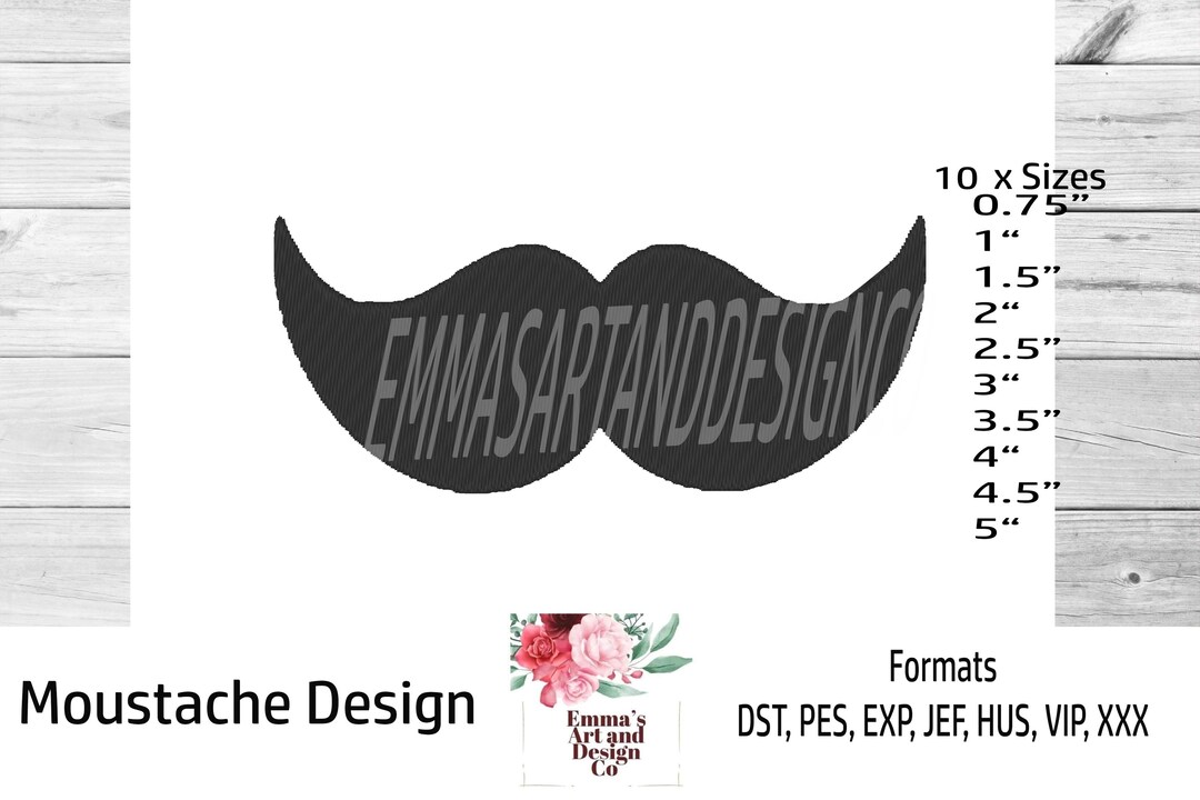 Moustache Machine Embroidery Design, Black Moustache Embroidery Designs ...
