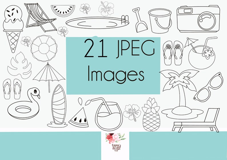 Summer Digital Stamps Summer PNG Clipart Summer Clipart | Etsy