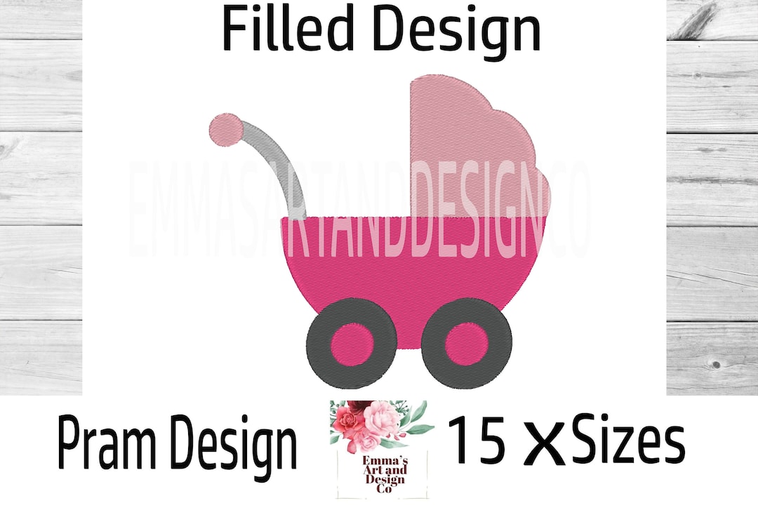 Pram Machine Embroidery Design, Machine Embroidery Stroller Design ...