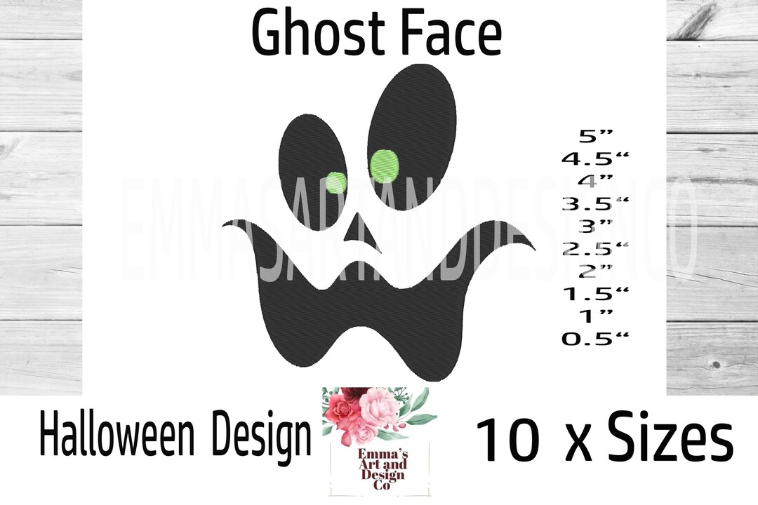 Ghost Face Embroidery Design, Halloween Ghost Embroidery, Halloween ...