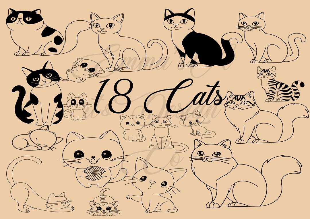 18 Procreate Cat Feline Stamps, Procreate Brushes, Procreate Stamps ...