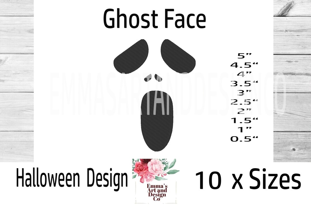 Ghost Face Embroidery Design, Halloween Ghost Embroidery, Halloween ...