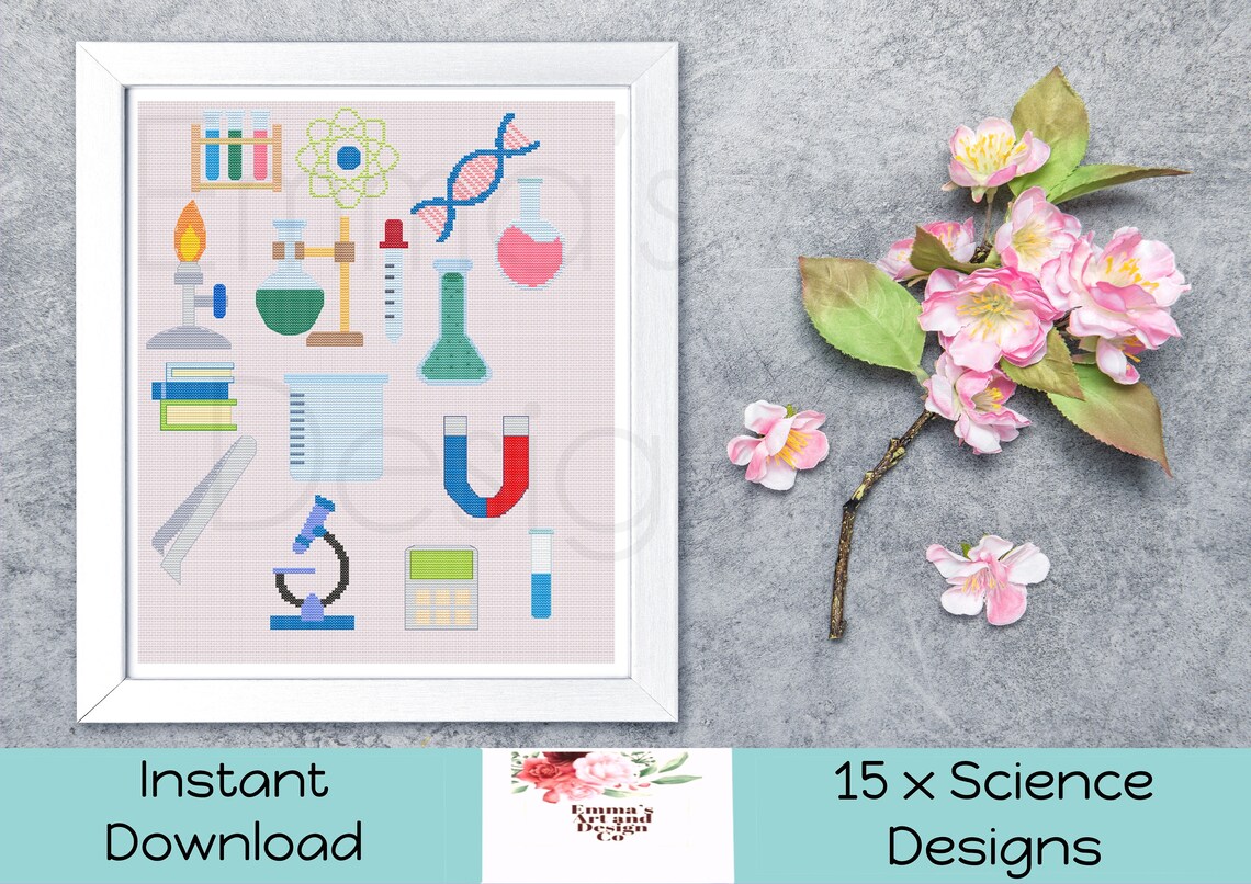 Science Cross Stitch Pattern, Back to School Cross-stitch Pattern ...