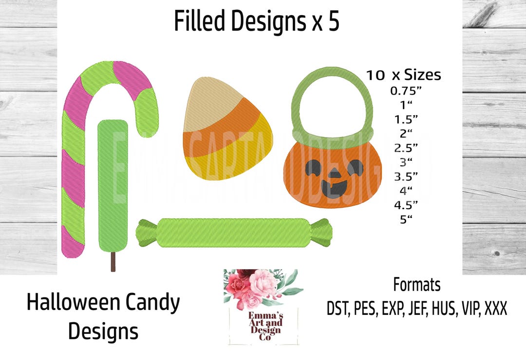 Halloween Candy Embroidery Design, Halloween Machine Embroidery ...