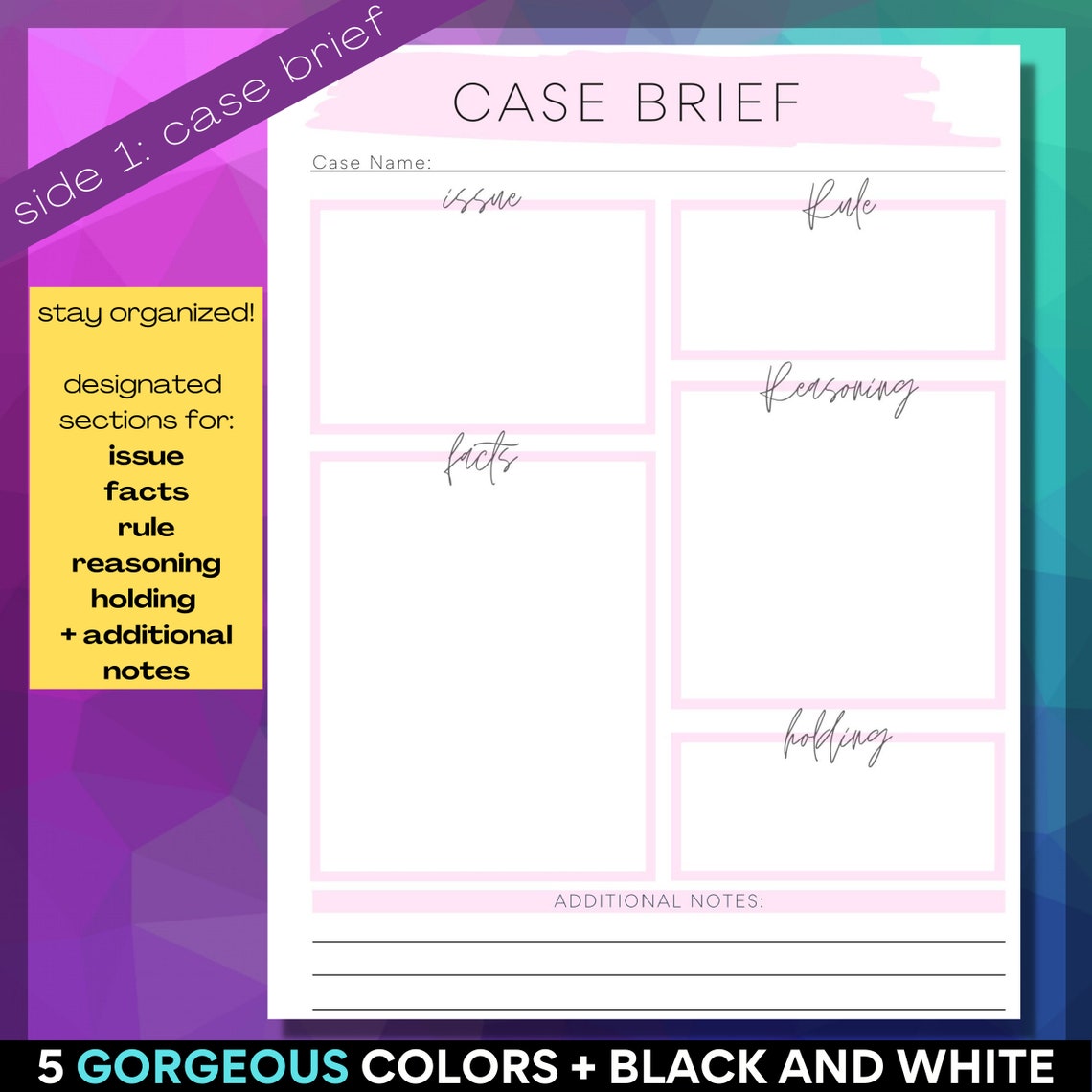Law School Case Brief and Class Notes Template Bundle Law School Notes ...