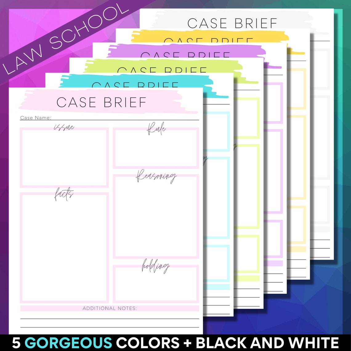 Law School Case Brief and Class Notes Template Bundle Law School Notes ...