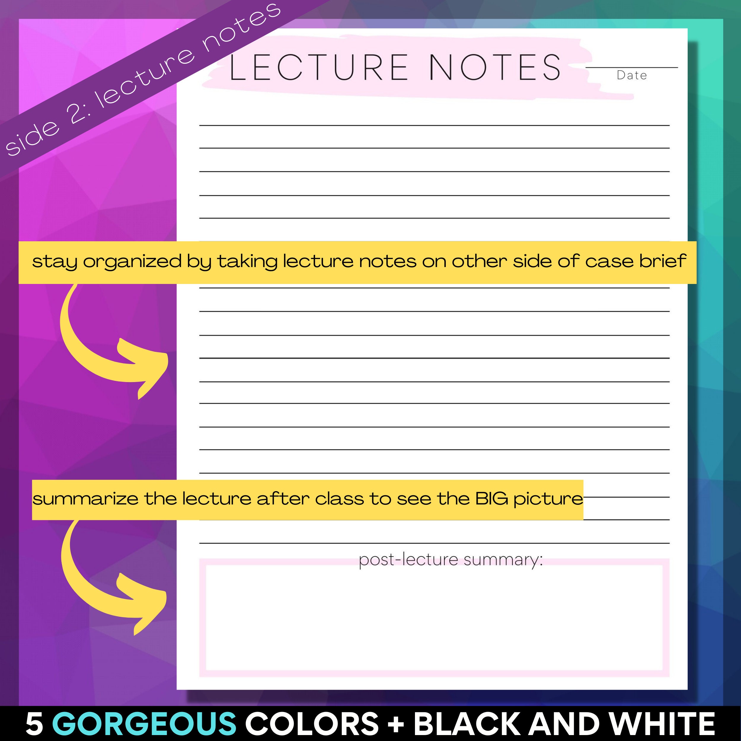 Law School Case Brief and Class Notes Template Bundle Law School Notes ...