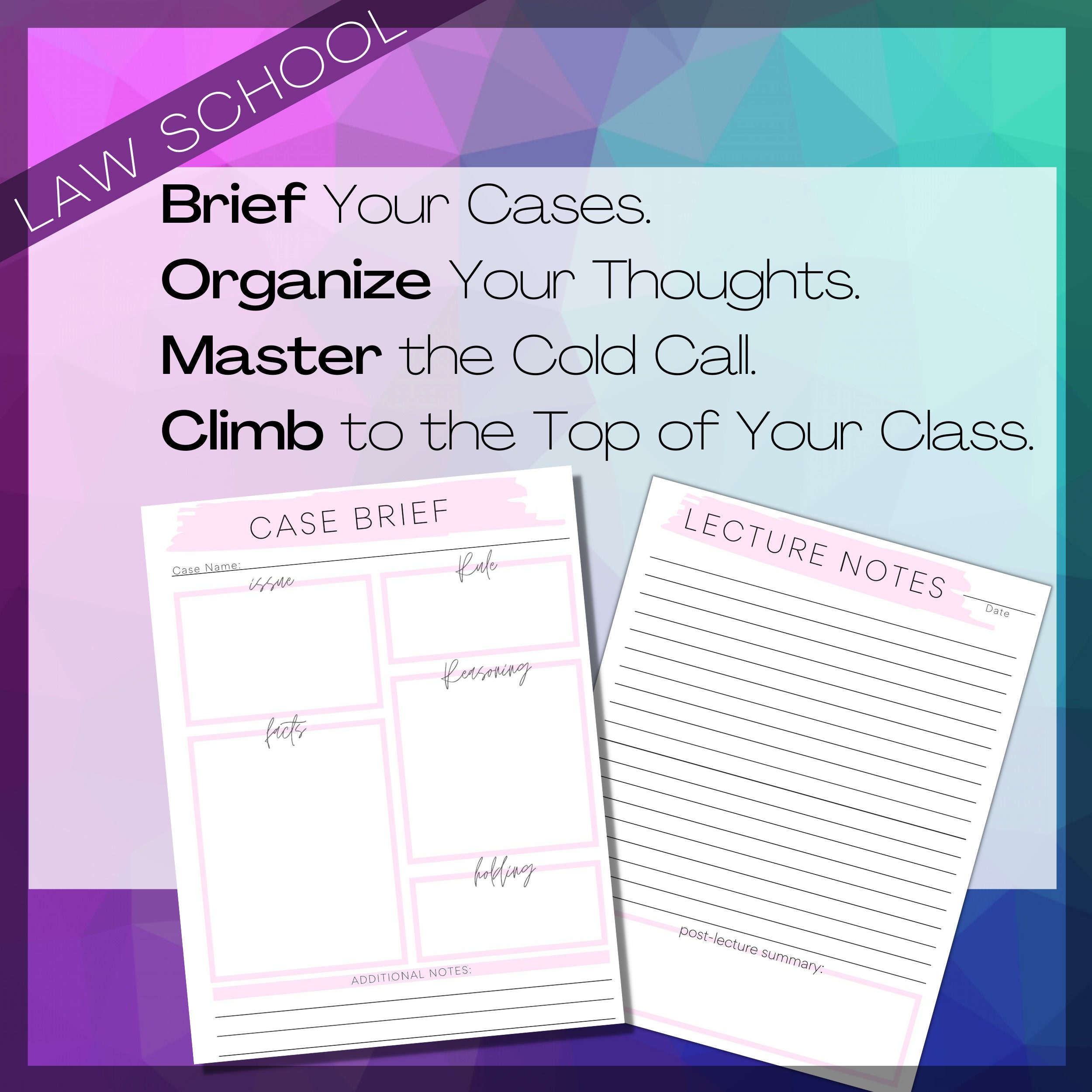 Law School Case Brief and Class Notes Template Bundle Law School Notes ...