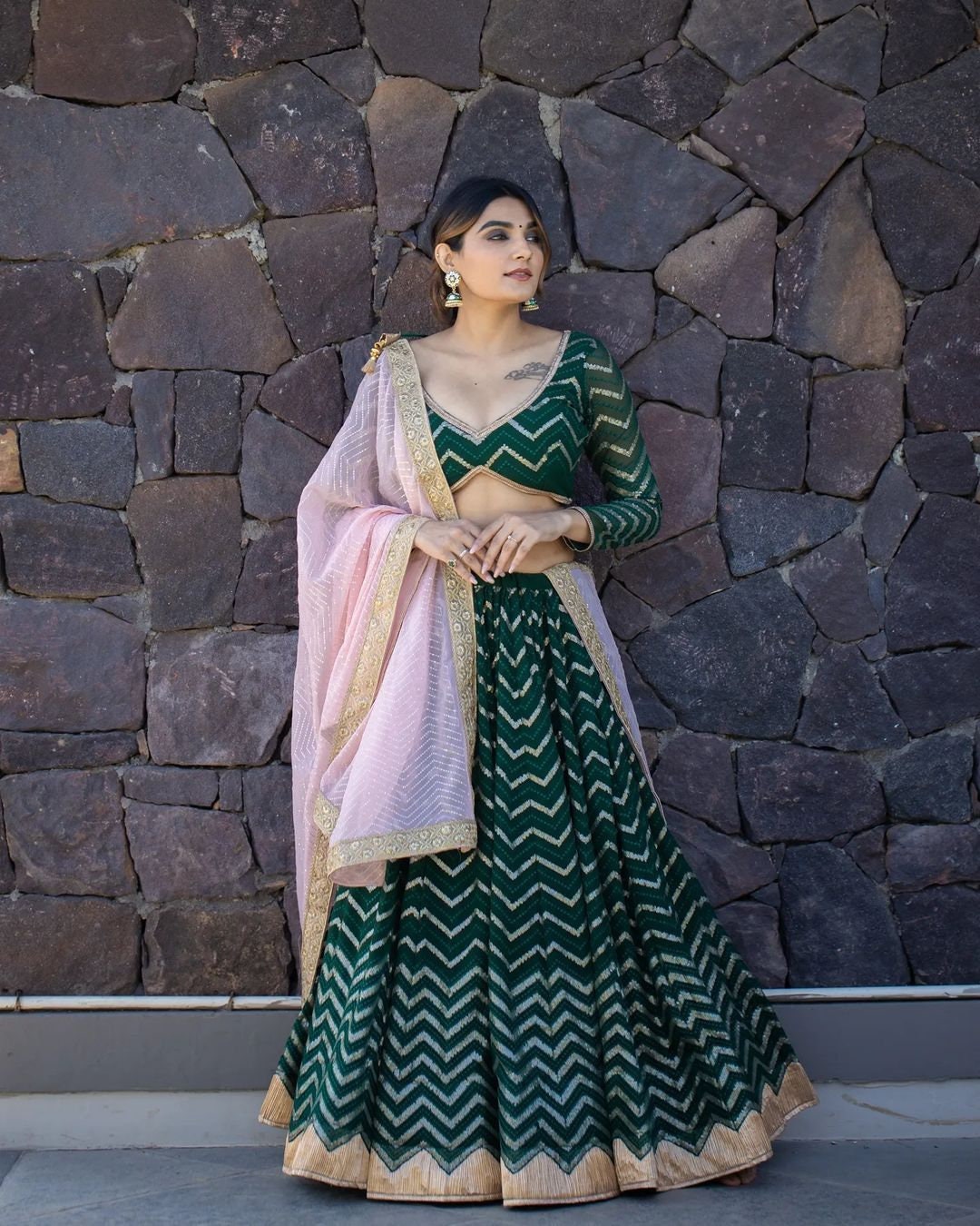 Simple Green Lehenga