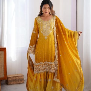 Yellow Salwar Kameez Sharara Suit for Women Kurtis for Women Indian ...