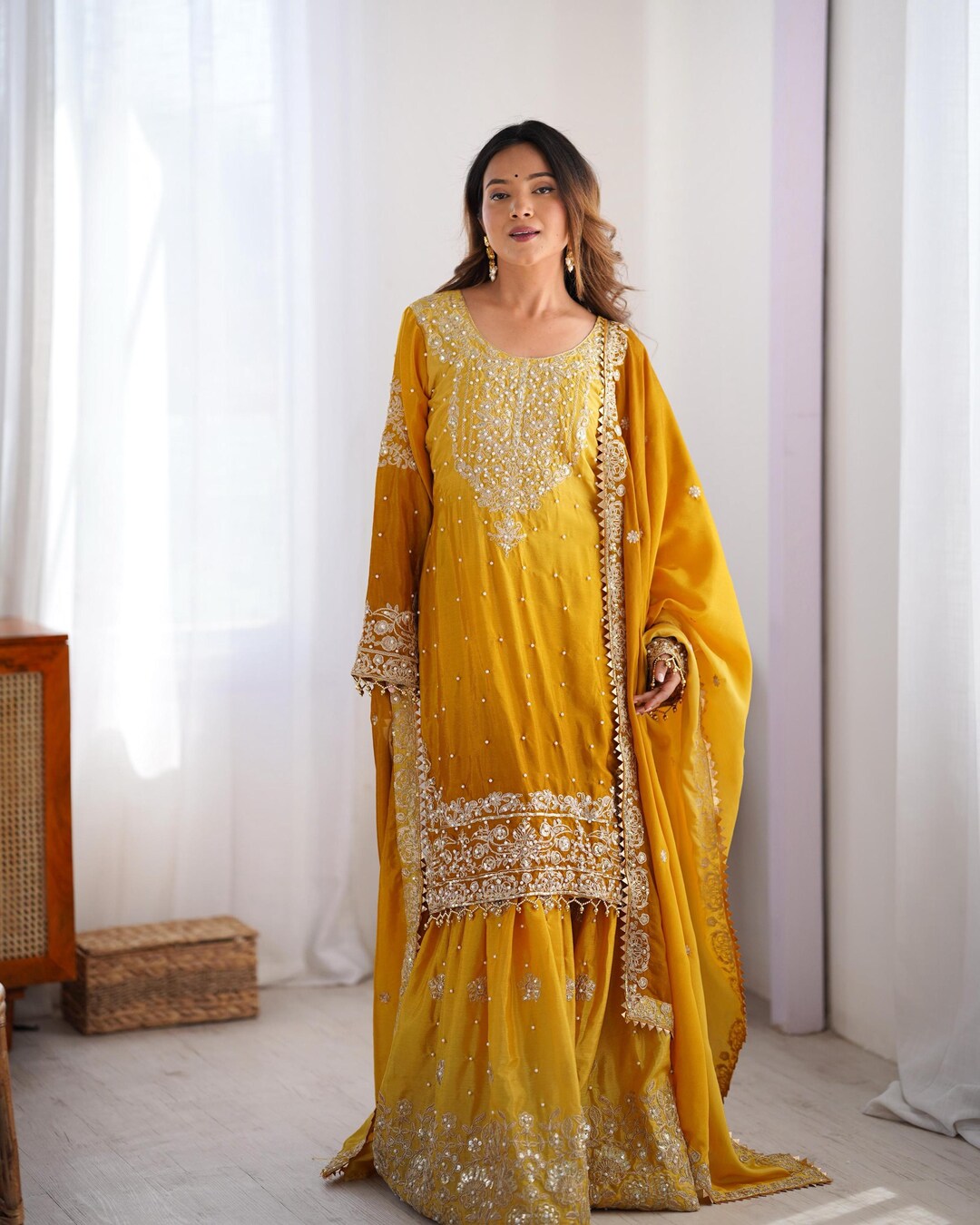 Yellow Salwar Kameez Sharara Suit for Women Kurtis for Women Indian ...