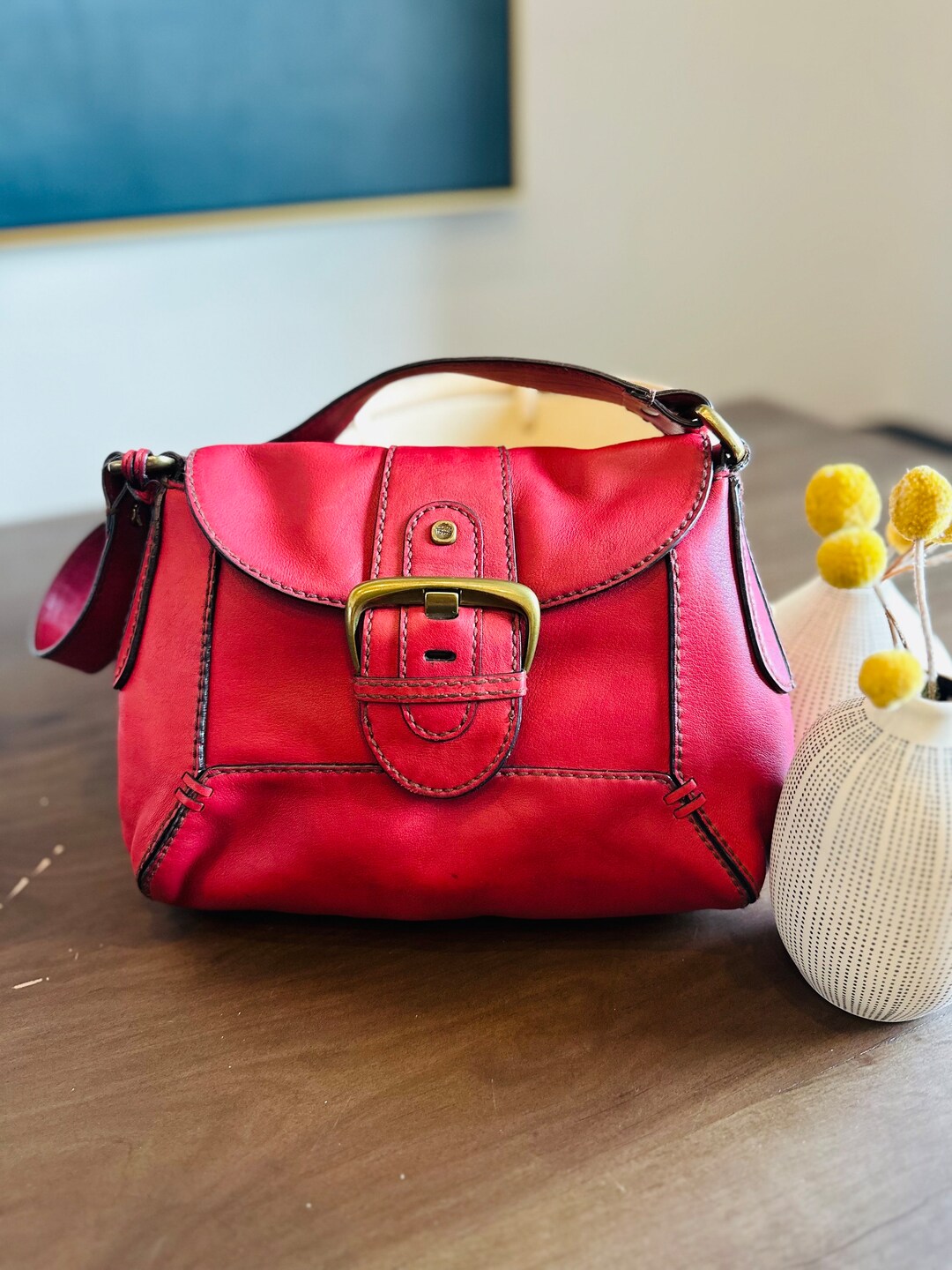 The Fossil Poppy & Antique Brushed Gold Bag - Etsy