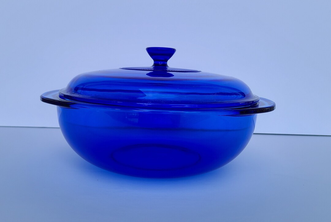 Pyrex Cobalt Blue Glass Covered Casserole Dish | 9 Cup Capacity ...