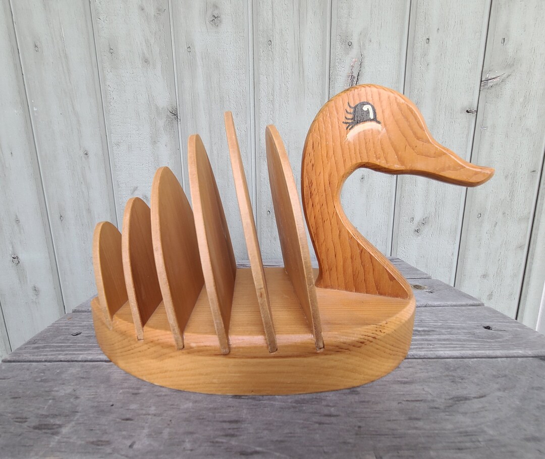 Adorable Wooden Duck Desk Top Letter - Document - File Organizer ...