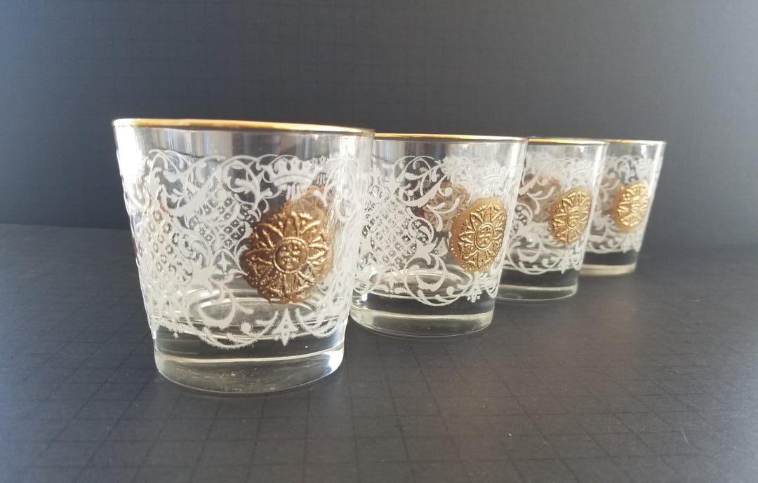 Vintage Libbey Regency Crown Gold Medallion Crest - Rock / Lowball ...