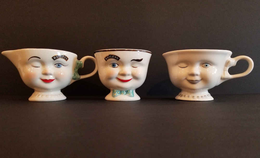 3 Piece Vintage Baileys Irish Cream "winking Face" Cup, Cream & Sugar ...