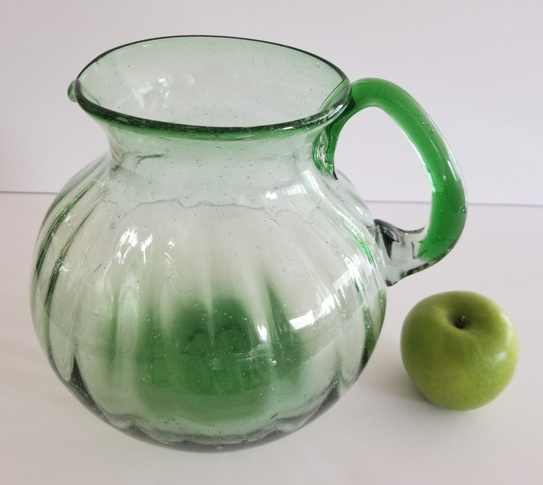Very Large Pre Depression Era Green Glass Jug, Antique Blown Glass ...