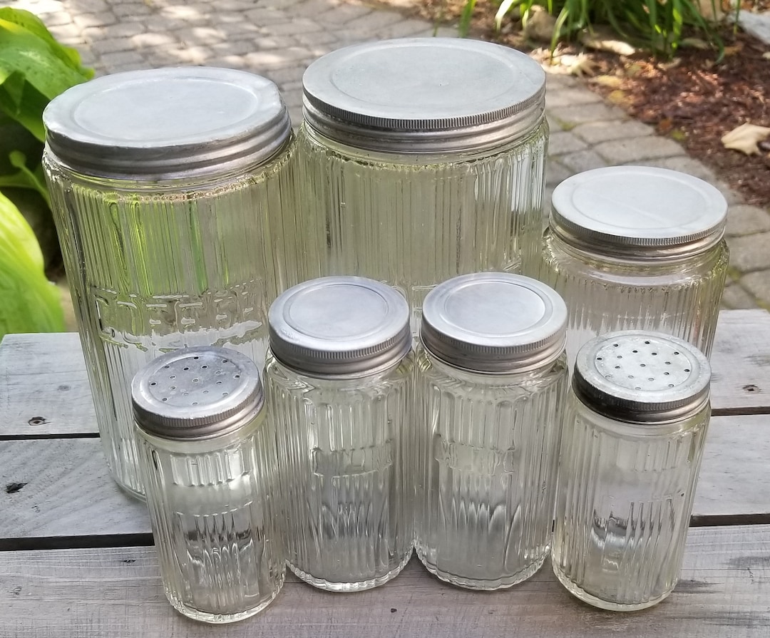 Hoosier Cabinet Glass Jars - Cannister, Farmhouse, Country Kitchen ...