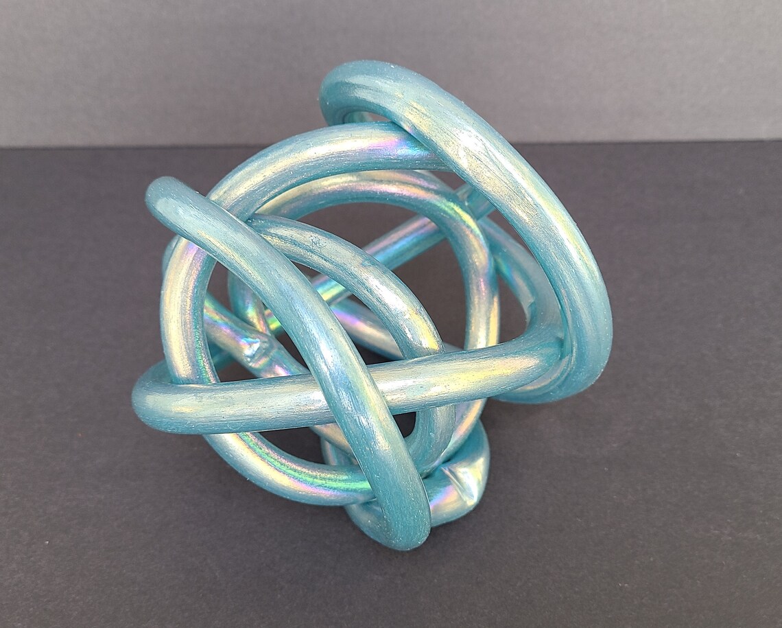 Modern Watery Blue Art Glass Twisted Knot Sculpture Artisan - Etsy