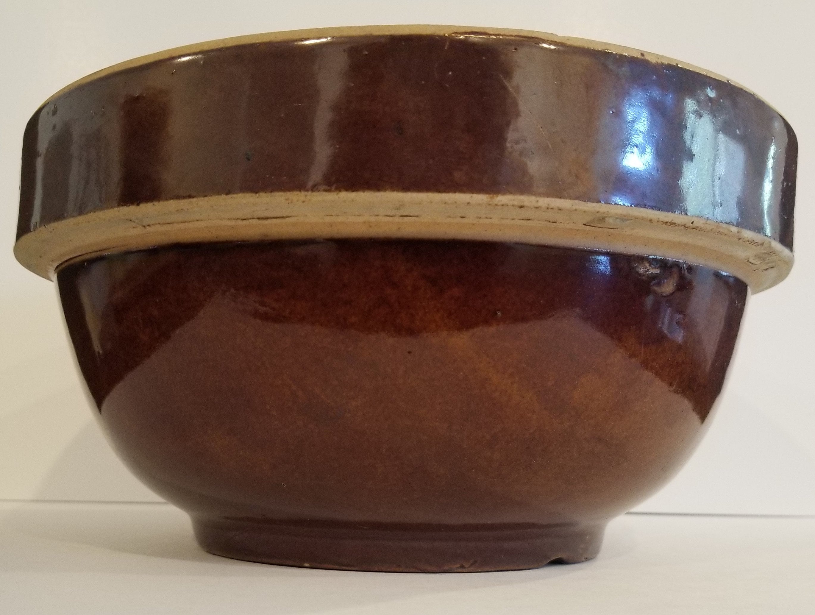 Vintage Pottery / Earthenware Farmhouse Mixing Bowl, Crockery, Batter ...