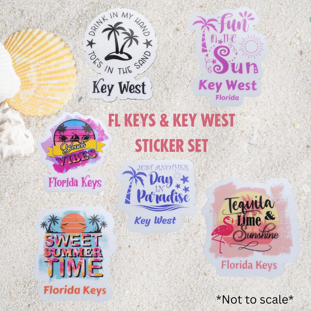 Florida Keys & Key West Stickers 6 Pack | Laptop Notebook Tumbler Decal ...