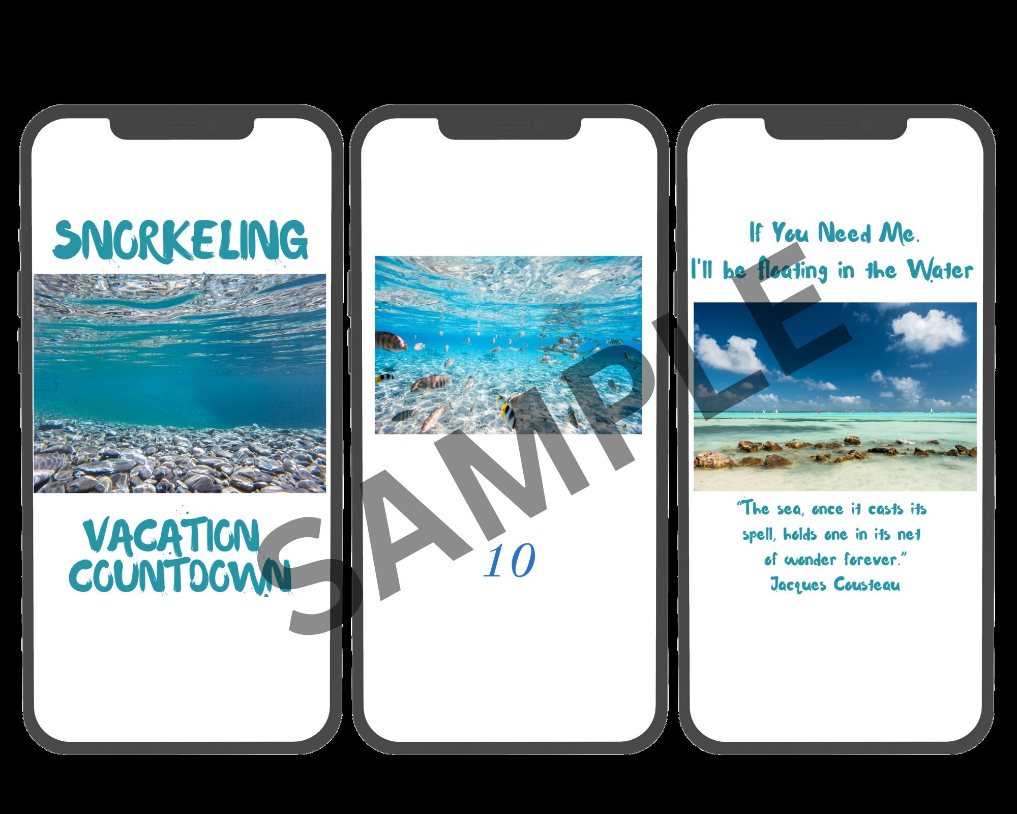 Snorkeling Vacation Countdown 15 Day Printable Calendar | Instant ...
