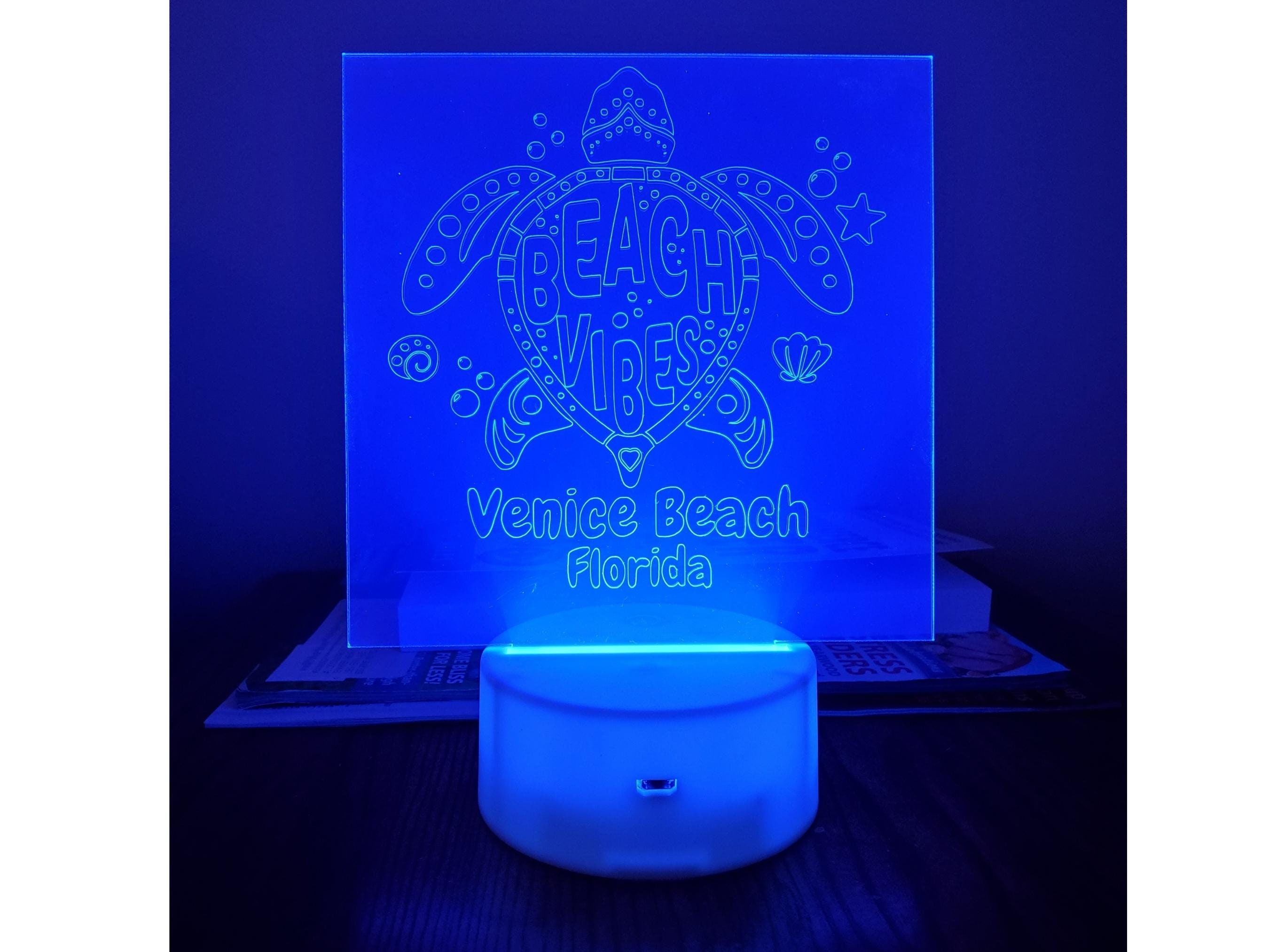 Beachy LED Light-up Acrylic Sign beach Vibes Sea Turtle Personalized ...